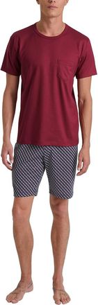 CALIDA Relax Imprint Kurz-Pyjama Herren, aus 100% Baumwolle, Hose mit stoffbezogenem Gummibund