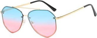 Generic Lunettes De Soleil &Agrave; Monture Large En M&eacute;tal For Femmes, Id&eacute;ales For Les Sorties Ville Ou F&ecirc;tes(Blue)