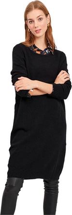 Vila Clothes Damen Kleid VIRIL L/S Knit Dress - NOOS 14042768, Knielang, Einfarbig, Gr. 34 (Herstellergr&ouml;&szlig;e: XS), Schwarz (Black)
