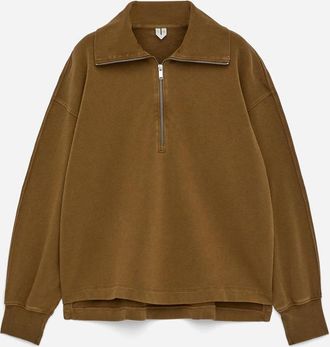 Arket Sweatshirt Mit Halbem Rei&szlig;verschluss -Beige