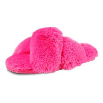 Jessica Simpson Pantoufles à enfiler en mousse à mémoire de forme pour femme, rose fluorescent, X-Large