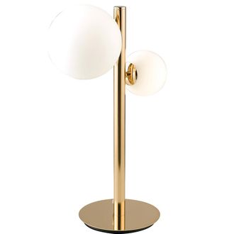 Luce-Ambiente-Design Hera Table Lamp in Gold Metal with Two White Glass Diffusers