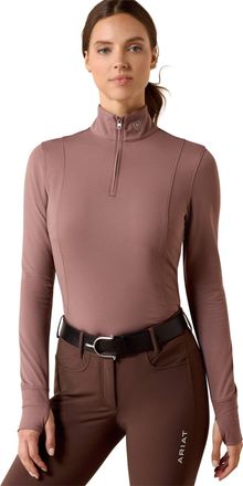 Ariat Womens Gridwork 2.0 1/4 Zip Baselayer Top Long Sleeve in Twilight Mauve, Size X-Small, by Ariat