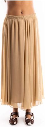 Marella Femme, Jupes, Beige, Taille: 38 FR Jupe Beige Évasée en Georgette