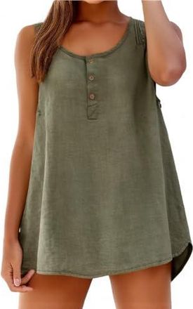 Generic Debardeur Femme Chic et &eacute;l&eacute;gant Chemisier sans Manche D&eacute;grad&eacute; D&eacute;bardeur en Coton et Lin Crop Top Ete Haut Chic et Elegant Fluide Ample Caraco Vetement