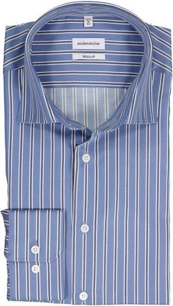 Seidensticker Seidensticker Herren Hemd blau Baumwolle gestreift