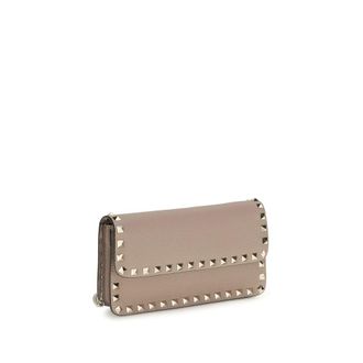 Valentino Garavani Womens Beige Calf Leather Bos Taurus Wallet