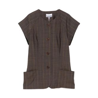 Ganni Femme, Blouses et Chemises, Brun, Taille: 38 FR Ganni Chemises