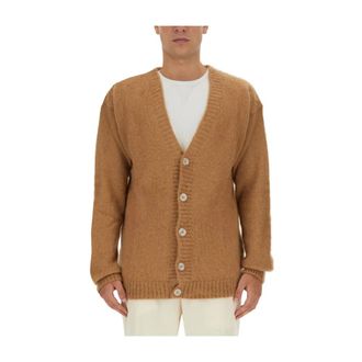Family Fir$t Milano Family First, Homme, Pulls, Beige, Taille: XL Mohair V-Neck Cardigan