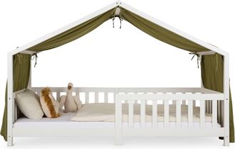 IDIMEX Hausbett Himmel LIAN in dunkelgrün - Betthimmel aus 100% Baumwolle, Baldachin Musselin zweilagig, Bettvorhang für Hausbetten, Hausbett Deko