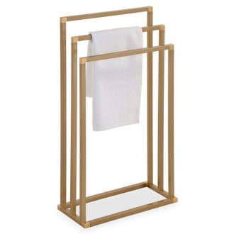 IDIMEX Handtuchhalter KUNO, Gold lackiert - freistehender Badetuchhalter mit 3 Stangen, Handtuchst&auml;nder aus Metall