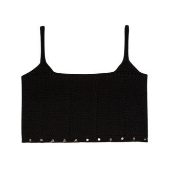 A Paper Kid Femme, Tops, Noir, Taille: 38 FR Top en maille &agrave; larges bretelles