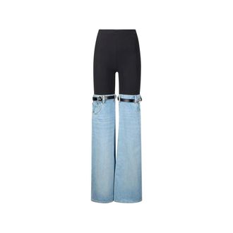 Coperni Femme, Jeans, Bleu, Taille: 38 FR Paneled Belted Pantalons