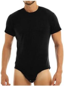 ORANDESIGNE Homme Body de Sport Justaucorps sous-vêtement Combinaison Musculation Gymnastique Bodysuit Danse Jumpsuit Leotard Manche Courte Maillot de Corps Pyjam