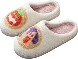 Generic Pantoufles dHalloween en forme de citrouille pour homme et femme, en peluche douce, chaude, effrayante, citrouille, fantôme, maison, vacances, à enfil