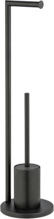 WENKO Stand WC-Garnitur Mod. Ferla Toilettenpapierhalter mit WC-Bürste freistehend aus Metall für Bad und Gäste WC matt lackiert Ø 18 x 69,5 cm Toilettenbür