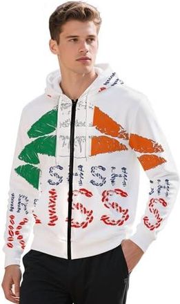 Generic Veste &Agrave; Capuche Homme Enti&egrave;rement Zipp&eacute;e Irlande Imprim&eacute; Drapeau Cardigan D&eacute;contract&eacute; V&ecirc;tements De Sport Adolescent Veste Scolaire Gar&ccedil;on Design avec 