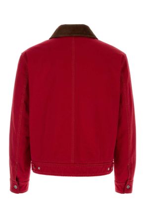 Ami Corduroy-Collar Cotton Jacket - Red