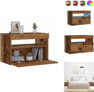 vidaXL Table de chevet avec lumières led vieux bois bois dingénierie - Table De Chevet - Tables De Chevet - Table De Nuit - Armoire De Lit