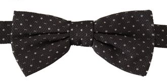 Dolce & Gabbana Mens Gray Polka Dot Silk Neck Papillon Tie Black
