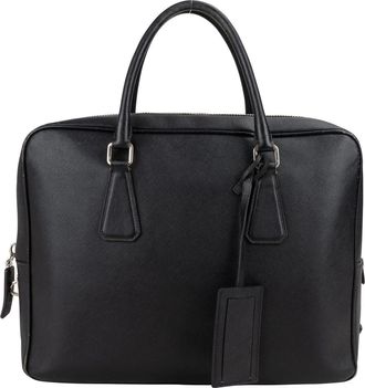 Prada Crossbody Bags - Prada Black Saffiano Leather Triangle Business Han - Gr. unisize - in Schwarz - für Damen