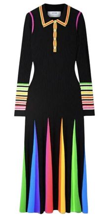 Christopher John Rogers Ribbed Wool Midi Dress Size M