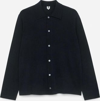 Arket Strickjacke Aus Wolle Mit Kragen -Blau