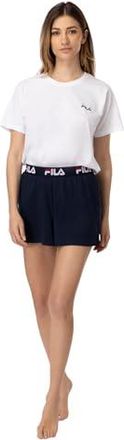 Fila Pyjama Femme 100% Coton, V&ecirc;tements de Nuit Femme, Ensemble Doux et Confortable, Blanc Taille M