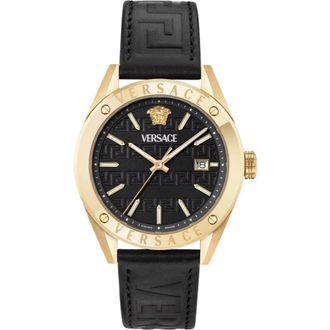 Versace Athletische Lederuhr - - Accessories - Herren - Schwarzk - ONE SIZE