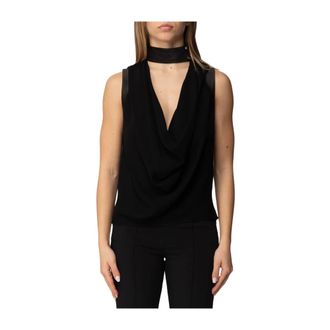 Elisabetta Franchi Femme, Tops, Noir, Taille: 36 FR Viscose Georgette Top