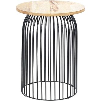 Beliani Beliani - Table dAppoint Clair et Noir en Bois de Manguier Base en Cage Plateau Rond Wills