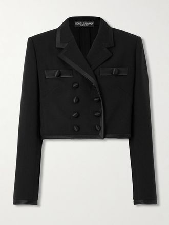 Dolce & Gabbana Blazer Aus Einer Wollmischung Mit Satinbesatz - Schwarz
