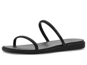 Crocs Sandales plates Miami &agrave; deux brides pour femme, noir, pointure 40, Noir, 39/40 EU