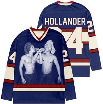 Generic Maillot de hockey HeatRivalry Merch Rozanov Hollander CP - Unisexe col en V &agrave; manches longues - Pour les fans de CP, Bleu marine/24, 3XL