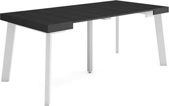 Skraut Home | Ausziehbarertisch | Multifunktionaler ausziehbarer | 180 | F&uuml;r 8 G&auml;ste | H&ouml;lzerne Beine | Moderner Stil | Schwarz