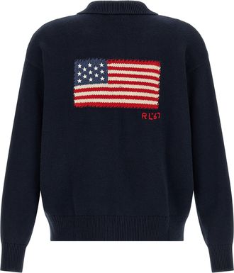 Polo Ralph Lauren Logo-Embroidered Cotton Sweater - Navy