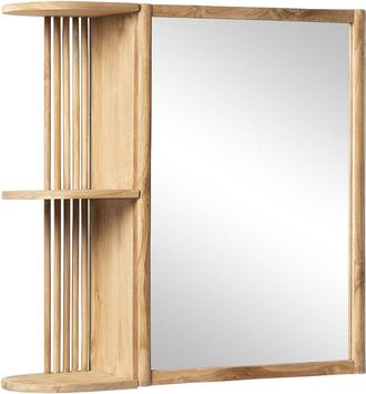 Vente-Unique Spiegelschrank Bad mit Ablagen - Teakholz - Naturfarben - CIMAHI