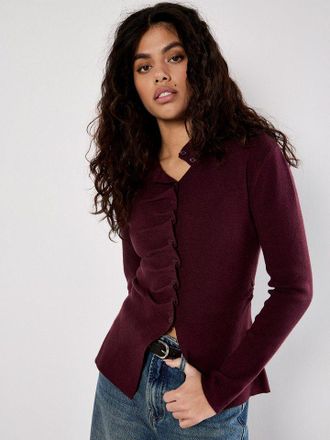 Apricot Strickpullover Strickoberteil mit geraffter Knopfleiste