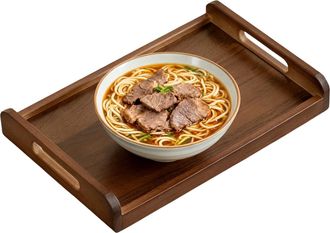 Generic Holztablett F&uuml;r Couchtisch - Vintage Fleischbrett - Quadratische Holzschale | Geeignet F&uuml;r Teetassen Fr&uuml;hst&uuml;ck Esstisch Bar K&uuml;che Schlafzimmer Wohnkul