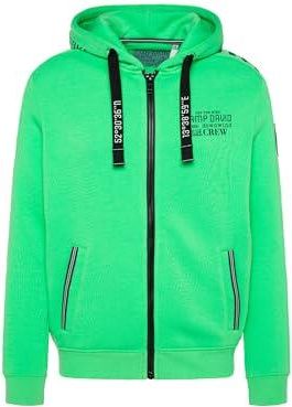 Camp David Sweat à capuche pour homme avec motif de manches, Vert électrique, M
