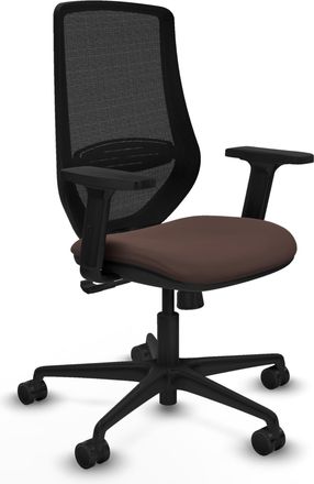 Piqueras y Crespo Studienstuhl mit 2D-Armen, h&ouml;henverstellbare Lendenwirbelst&uuml;tze, mit 4 Positionen und injiziertem Schaum, Schwarz/Dunkelbraun