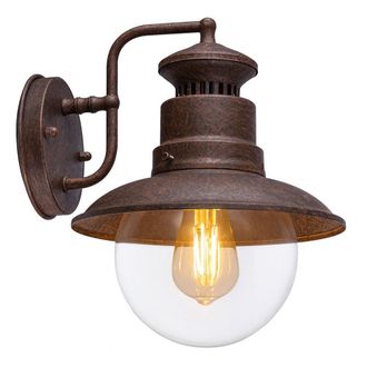 Globo Lighting Au&szlig;enwandlampe LED Laterne Gartenlampe Terrassenleuchte Haust&uuml;rlampe rostfarben, Stahl Glas, 7W 806lm warmwei&szlig;, BxHxT 21,5 x 27 x 24,7 cm