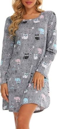 Mia Lucce Chemise de Nuit Femme Manches Longues Coton Chemises de Nuit Femme Vêtement De Nuit Rond S-3XL