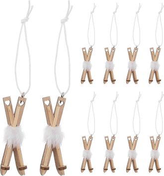 SOLUSTRE 10 St&uuml;ck Teiliges Rustikale Weihnachtsbaum-anh&auml;nger aus Holz Mini-Schlitten Deko zum Aufh&auml;ngen Festliche Tisch Baumdekoration f&uuml;r Weihnachtsfeiern und