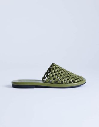 Topshop Bibi - Mules tress&eacute;es - Olive-Vert