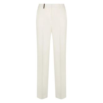 PESERICO Gerade Baumwoll-Elastikhose - - Trousers - Damen - Wei&szlig; - L