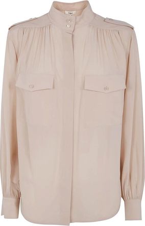Chlo&eacute; Femme, Blouses et Chemises, Rose, Taille: 38 FR Pokets Classic Turtle Neck Shirt