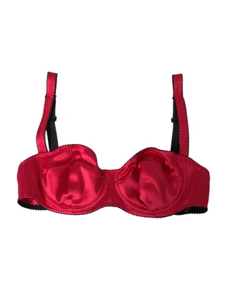 Dolce & Gabbana Womens Bordeaux Silk Stretch Balconcino Bra Underwear Elastane Clothing
