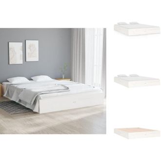 vidaXL Massivholzbett Wei&szlig; 140x190 cm - Holzbett - Massivholzbette - Kiefernbett - Wei&szlig;es Bett - Doppelbett