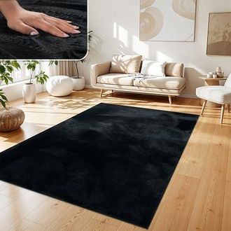 Paco Home Tapis Salon Fausses Fourrures Doux Lavable Moderne Élégant Facile À Entretenir Effet Fourrure Uni Brillant Douillet À Poils Courts, Dimension:160x220 